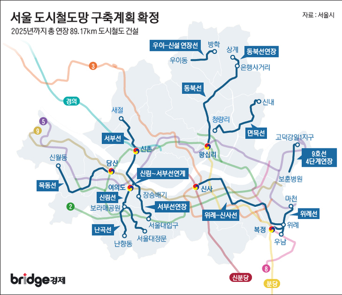 서울시 신림선 등 노선 89km 짓는다…이용 요금은? - 브릿지경제