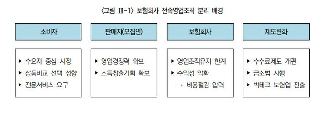 "보험사 제판분리 확산…판매자 책임문제 등 검토 시급"