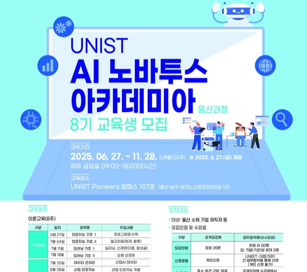 UNIST, AI 공학석사·실습형 교육생 동시 모집 산업 AI 인재 키운다 - 브릿지경제
